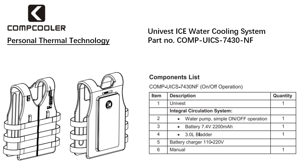 COMPCOOLER Beige Univest ICE Water Cooling System 2.5L Bladder ON/OFF